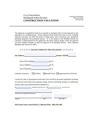12 Construction Valuation Examples To Download