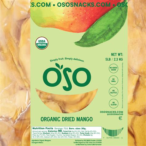 Organic Dried Mango Slices 5lb Bulk Bag Oso Snacks Delicious And