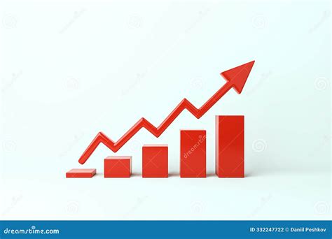 Red Bar Chart With Upward Trend Arrow On Light Background 3d Rendering
