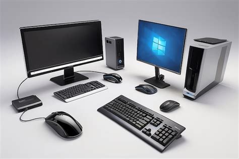 View Of 3d Computer Device With Peripheral Devices Premium Ai