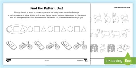 Year 3 4 Find The Pattern Unit Activity Sheet Teacher Made