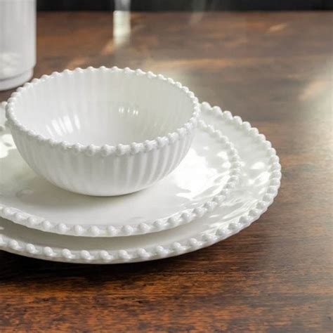 Beaded Pearl 12 Piece Dinnerware Seta
