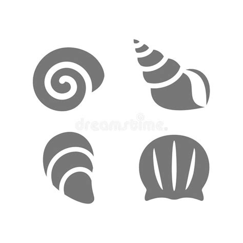 Sea Shell And Mussels Vector Icon Set Stock Vector Illustration Of
