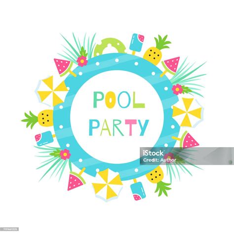 여름 수영장 또는 해변 열 대 테마 파티입니다 벡터 포스터 또는 초대장 카드 디자인 0명에 대한 스톡 벡터 아트 및 기타 이미지 0명 꽃 식물 냉동식품 Istock