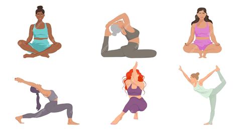 Premium Vector Woman Practicing Yoga Set Of Different Poses Healthy