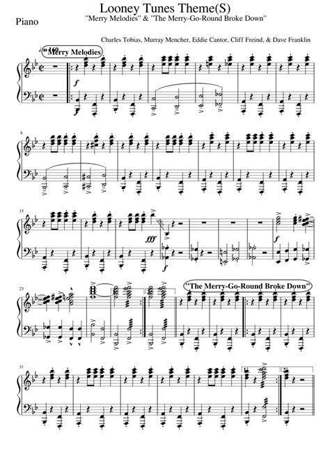 4273816 Looney Tunes Themes Piano Sheet Music For Piano Solo