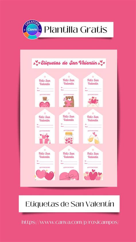 Plantilla Gratis Y Editable En Canva Etiquetas De San Valentín Día