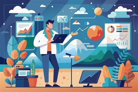 Premium Vector Flat Style Meteorologist With Weather Forecasting