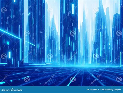 Futuristic Blue Smart City Background Stock Illustration Illustration