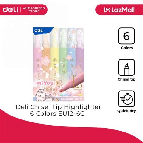 Deli School Supplies Chisel Tip Highlighter 6 Colors Eu12 6c Lazada Ph