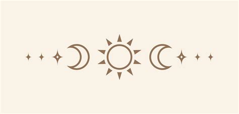 Celestial Text Divider With Sun Stars Moon Phases Crescents Ornate