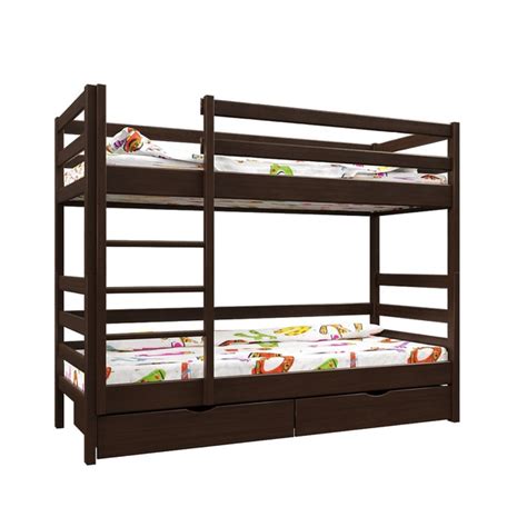Двоярусне ліжко Meblius Засоня 80 см X 190 см Темний горіх з висувними шухлядами купити онлайн
