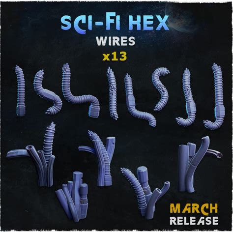 26pc Sci Fi Hex Wires Basing Bits 28mm 32mm Basing Materials Modular Miniatures Sci Fi Wargaming