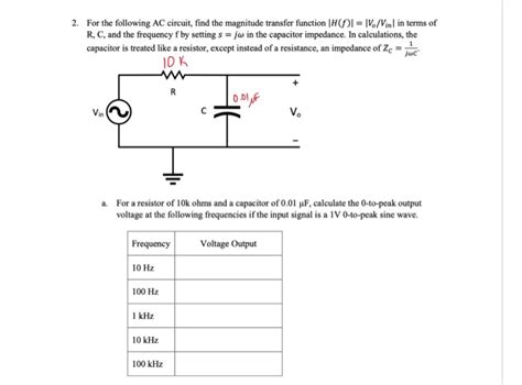 Solved For The Following Ac Circuit Find The Magnitude