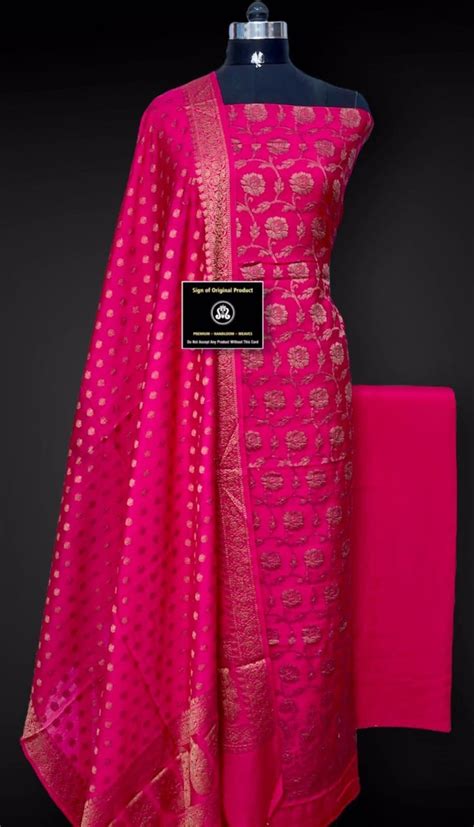 Banarasi Chiniya Silk Unstitched Suit With Chiniya Silk Dupatta Fab