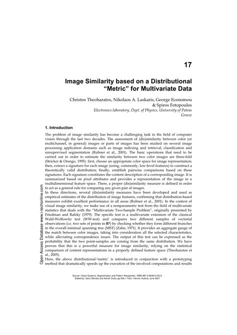 Pdf Image Similarity Based On A Distributional Metric For Multivariate Data