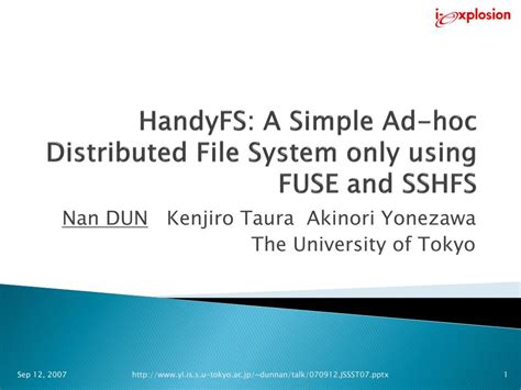 Ppt Handyfs A Simple Ad Hoc Distributed File System Only Using Fuse And Sshfs Powerpoint