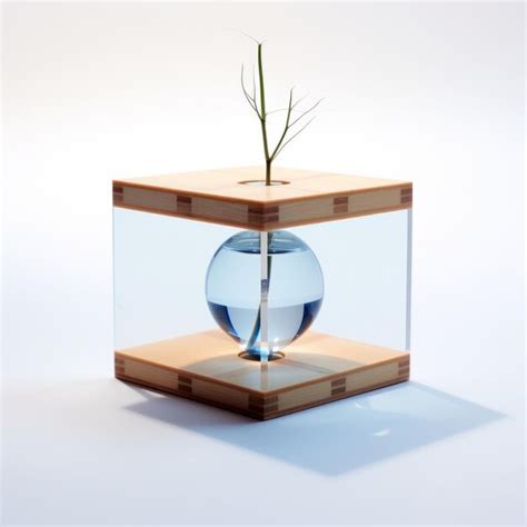 Premium Ai Image Contrasting Dimensions A Hypnotic Hd Image Of A Floating Wooden Cube