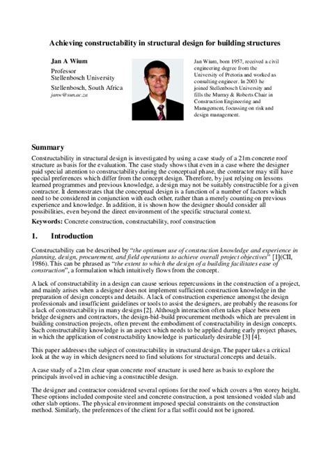 Pdf Achieving Constructability In Structural Design For Building