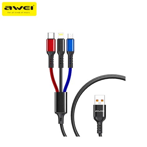 Awei CL 971 Multi Fast Charger Charging Cable Cord 1200mm Cable Length Shopee Philippines