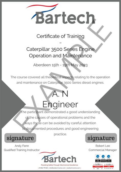 Example Training Cert Bartech