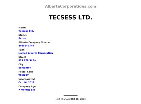tecsess ltd edmonton alberta corporations