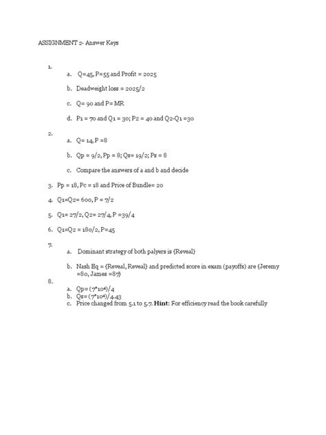 Assignment 2 Answer Keys Explained Pdf