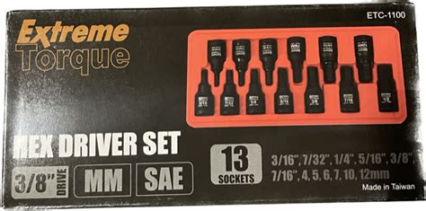 Extreme Torque 38 Drive Hex Socket Set Hanover Tool
