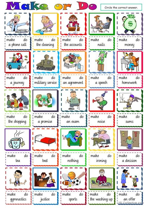Make Or Do Multiple Choice Piction… English Esl Worksheets Pdf And Doc