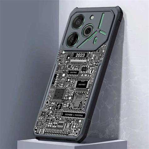 Phone Casing For Tecno Pova Pro Neo Case Clear Acrylic Csilver Circuit Board Cover