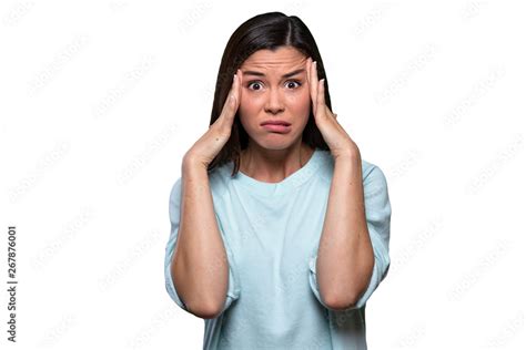 Isolated Facial Expression Of A Worried Concerned Fearful Regretful