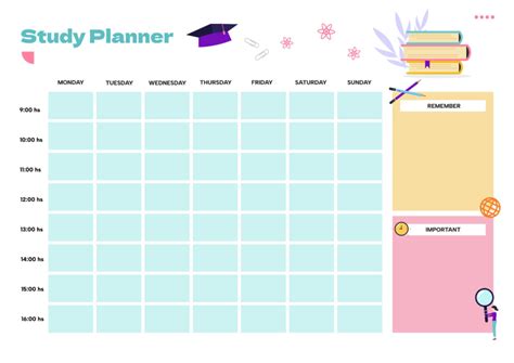 Study Planner Calendar Template