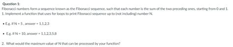 Solved Question Fibonacci Numbers Form A Sequence Known Chegg