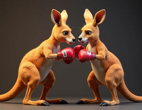 Kangaroo Boxing Match A Hilarious Wildlife Scene Stock Illustration