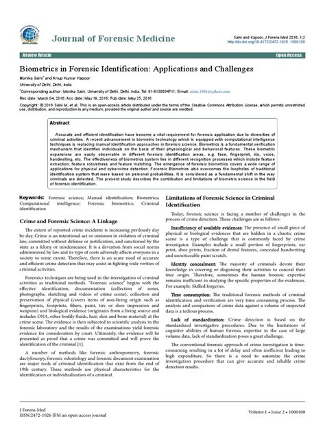 Biometrics In Forensic Identification Ap Pdf Biometrics Fingerprint