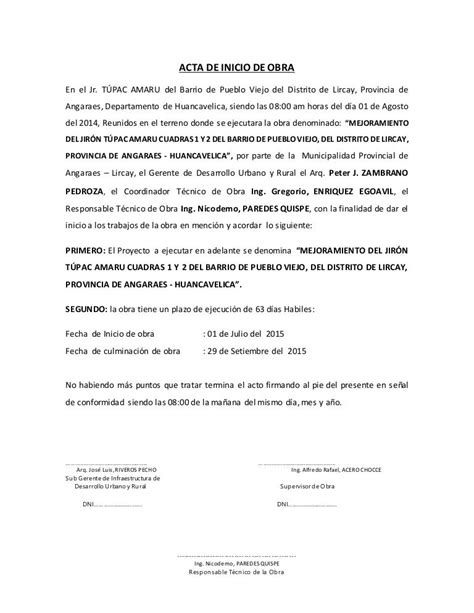 Acta De Inicio De Obra