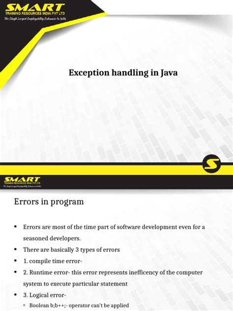 Chapter 3 Exception Handling Pdf Java Programming Language