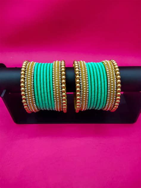 Handmade Sky Blue Silk Thread Bangles Precious Arts Precious Arts