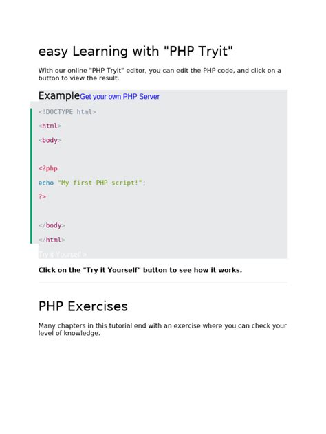 Easy Learning With Php Tryit Example Pdf