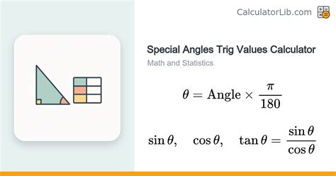 Special Angles Trig Values Calculator 0° 30° 45° 60° 90° Calculatorlib