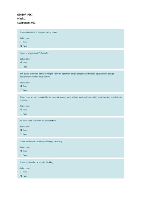 Ge6107 Psci Ethics Assignment 001 Ge6107psci Week 1 Assignment 001 Education Is Illicit If It