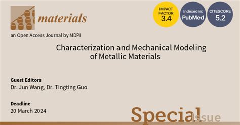 Materials Special Issue Characterization And Mechanical Modeling Of Metallic Materials