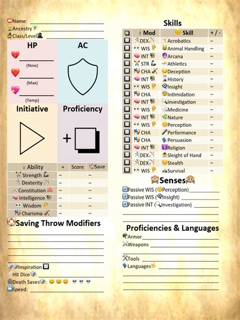Pictorialcharactersheet Pdf Role Playing Games Gaming
