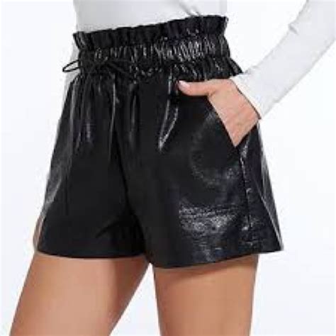 Vanilla Star Shorts New Vanilla Star Black High Waist Faux Leather