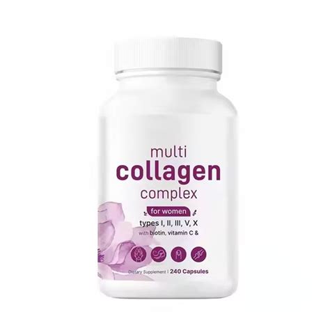 Oem Multi Collagen Capsules Types I Ii Iii V And X Biotin Keratin Rich