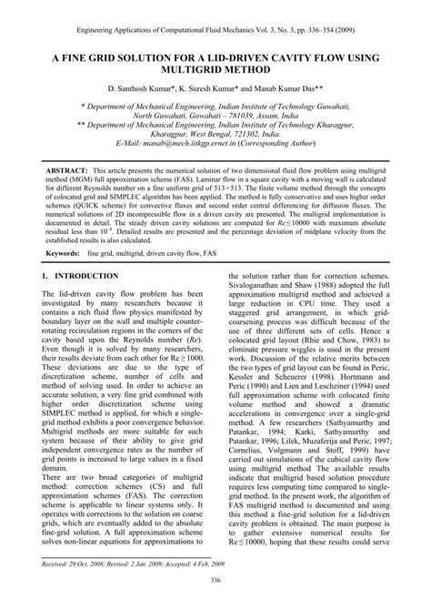 pdf a fine grid solution for a lid driven cavity flow using multigrid method dokumen tips