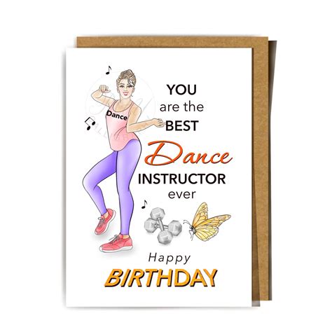 Fitness Instructor Birthday Card Yoga Instructor Card Dance Instructor Birthday Gym Classes
