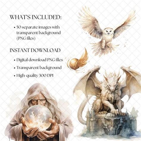 Wizards School Watercolor Clipart Bundle 50 Magical Academy