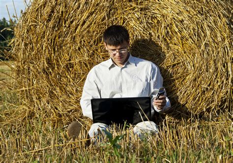 Boy Laptop And Cell Phone Stock Image Image Of Data 20718777