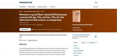 Wahiduzzaman Emon On Linkedin The Paper Titled Photonic Crystal Fiber Based Spr Biosensor